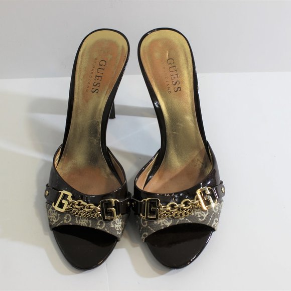 Guess by Marciano | Shoes | Guess By Marciano Brown Monogram Sandal ...